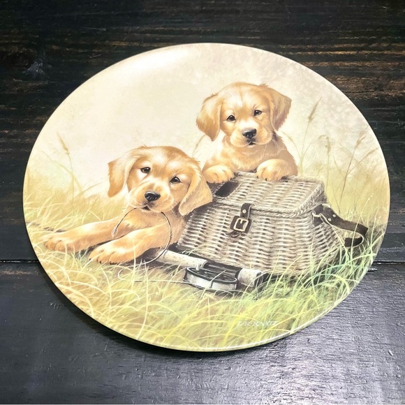 Other | Knowles Collector Plate 1991 Gone Fishin Golden Retriever Dogs ...